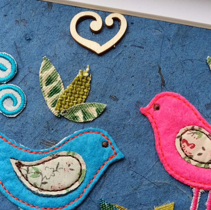 Valentine Pink & blue birds in a tree nurse... - Folksy