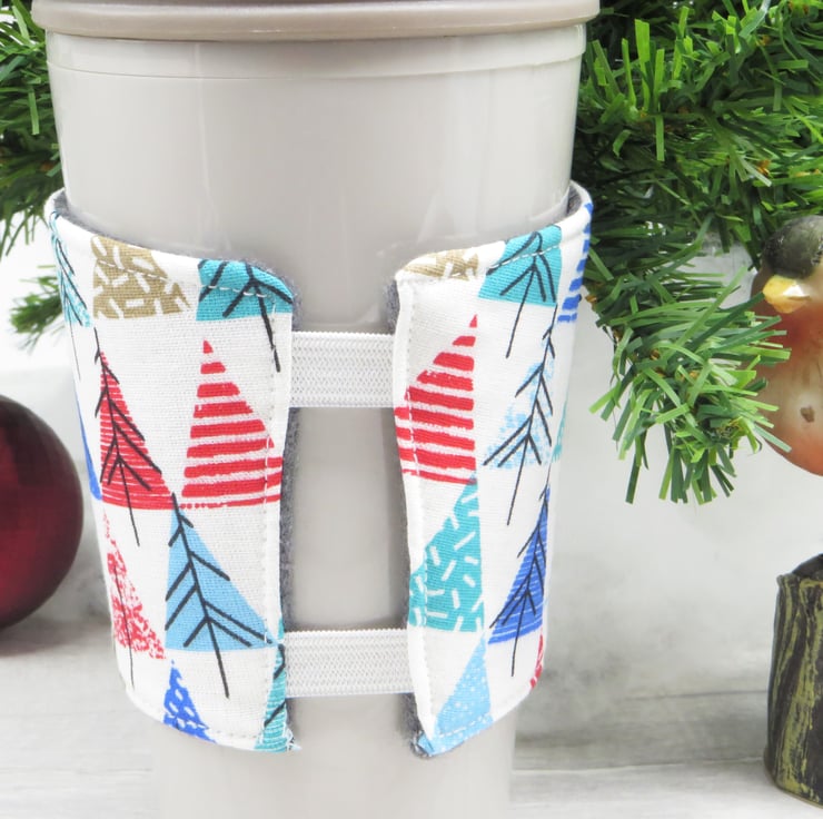 Cup Cosy Sleeve in Christmas Fabric, Reversible... - Folksy