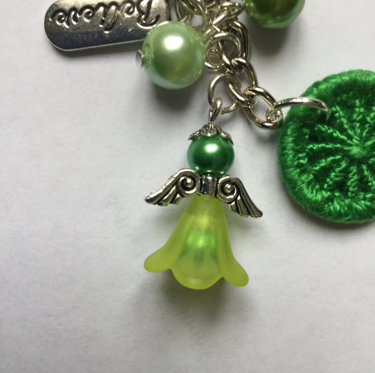 Beaded Angel and Dorset Button Keyring Bag Char... - Folksy