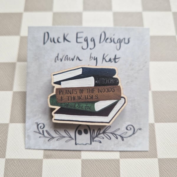 Stack of Books Pin Badge - Folksy