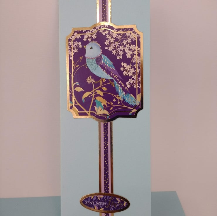 Blue bird slim card - Folksy
