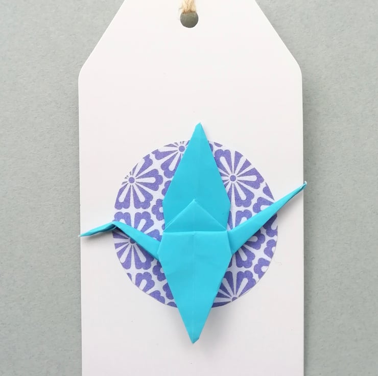 3 crane gift tags in purple, pink and blue - Folksy