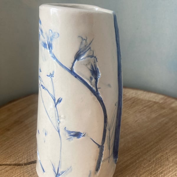 Botanical handmade wild flower vase with blue f... - Folksy