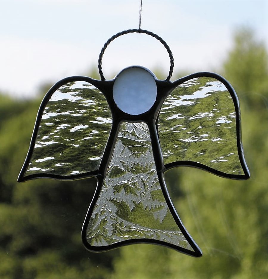 Stained glass suncatcher (Angel) abstract in tw... - Folksy