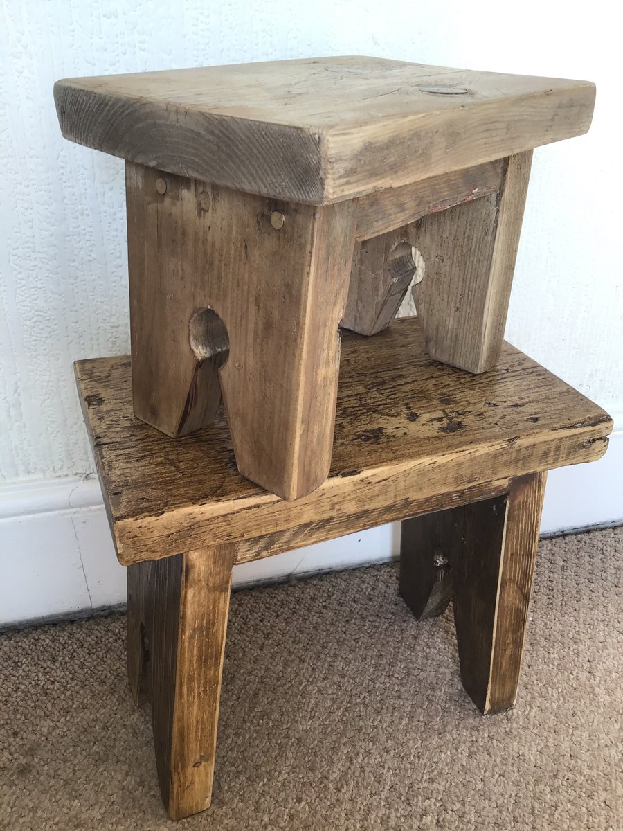 Wooden Stools - Handmade from Chunky Reclaimed... - Folksy