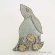 Ceramic Moon Gazing Hare Pottery Hare decoratio... - Folksy