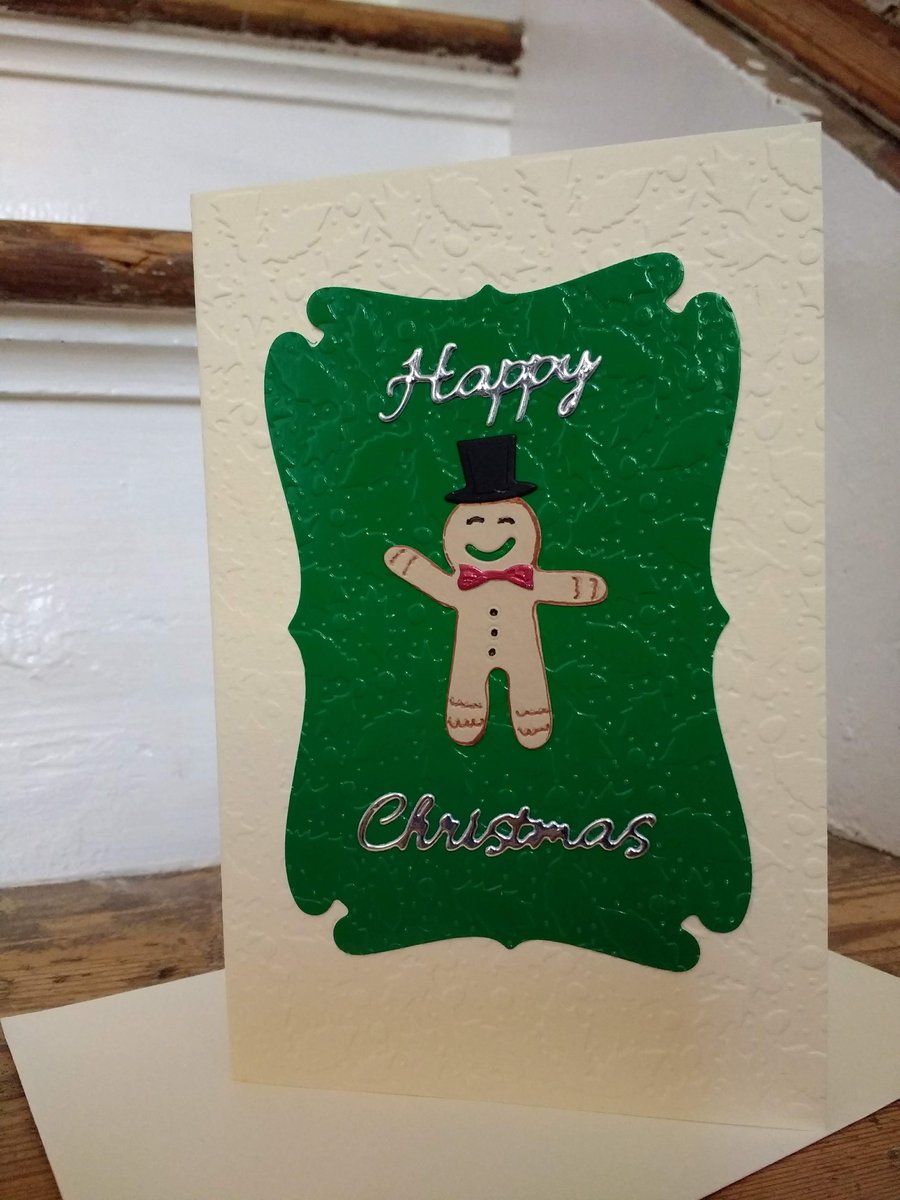 Gingerbread man top hat card - Folksy