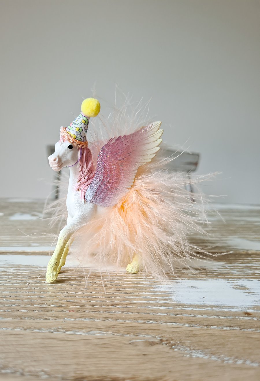 Pegasus Unicorn Pastel Cake Topper Pink with Fe... - Folksy