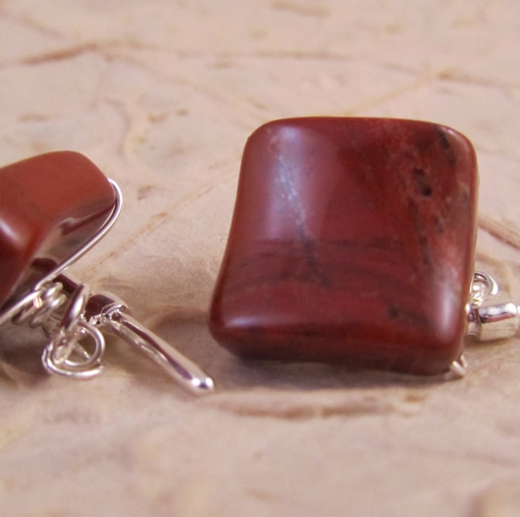 Red Jasper Square Cuff Links - Folksy