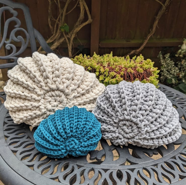 Ammonite basket, small crochet shell, home deco... - Folksy