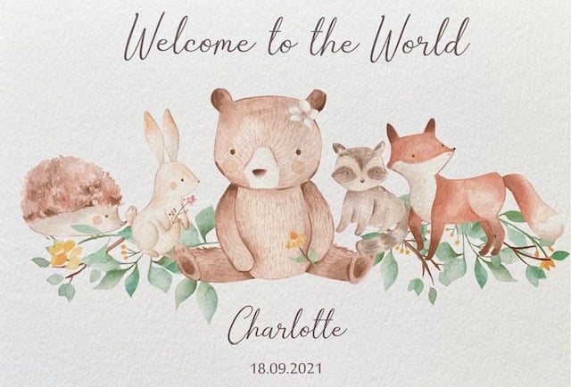 Personalised Baby Woodland Animals themed new b... - Folksy