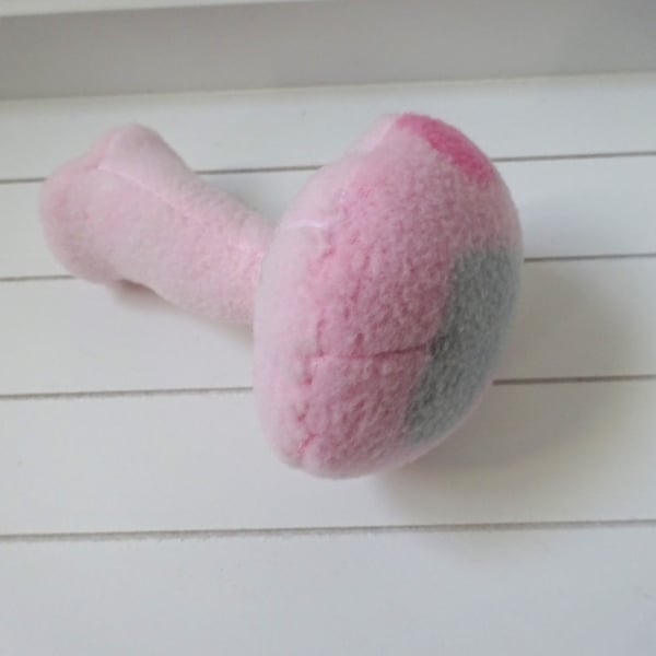 pink plush toadstool grey heart - Folksy