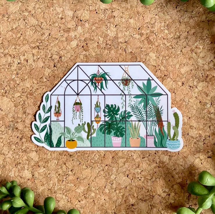 Tropical Greenhouse Glossy Sticker - Folksy