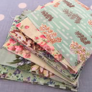50 x 4" Green cotton fabric patchwork sq... - Folksy