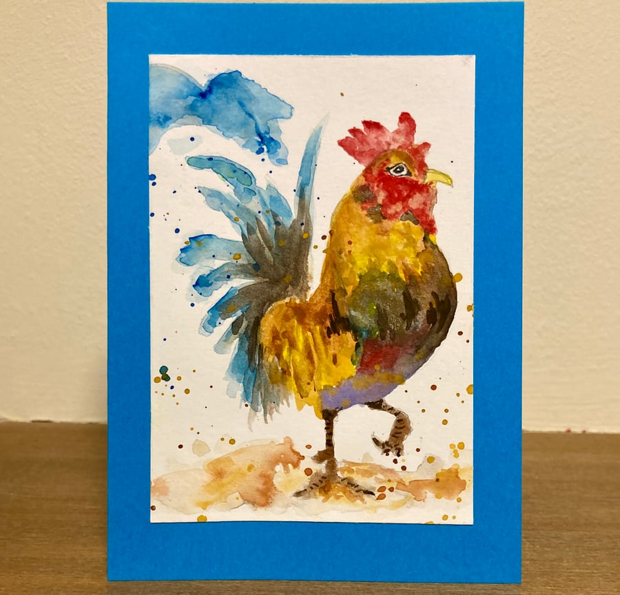 Cockerell hand-painted greeting card left blank... - Folksy