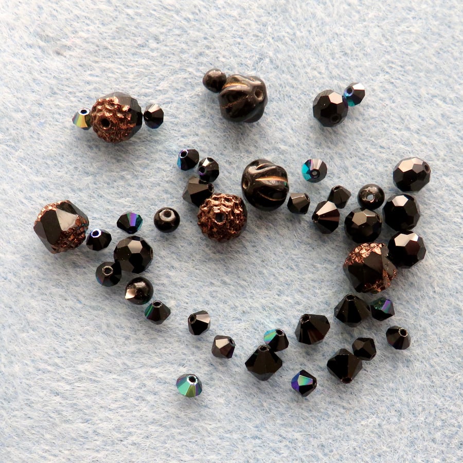 Black bead assortment - Folksy