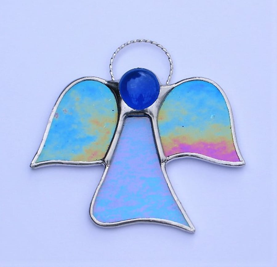 Stained glass (Angel) abstract in blue and purp... - Folksy