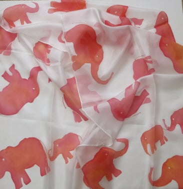 Elephants silk scarf - Folksy