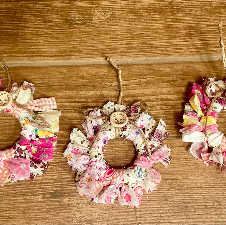 Set of 3 Rag Wreath, Cottagecore , Home Decorat... - Folksy