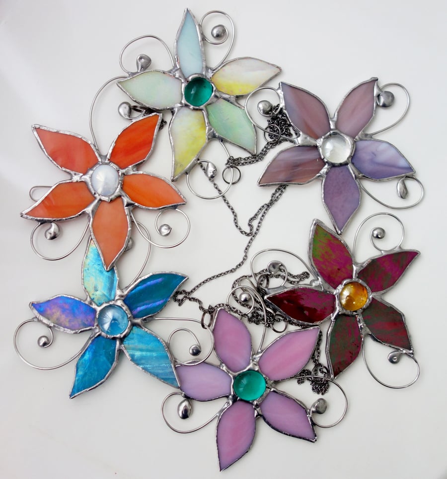 Stained Glass Floral Bunting Hanging Drape Deco... - Folksy