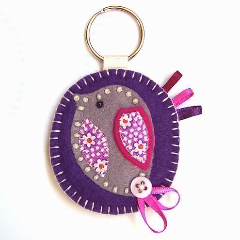 Bird Keyring ... Bag Charm - Folksy