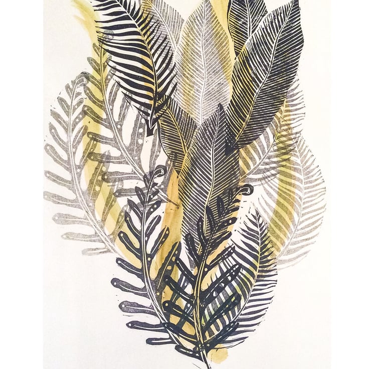 Foliage2 Linocut print - Folksy