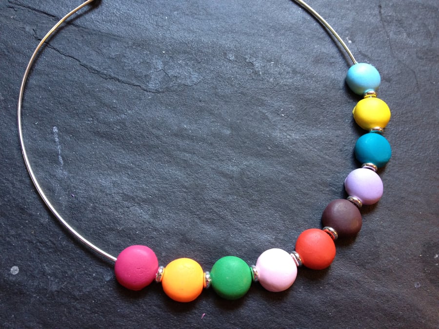 Smarties Polymer Clay Silver Plated Choker - Folksy