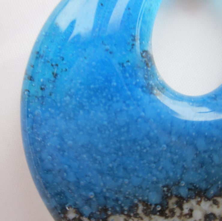 Handmade cast glass round pendant - Wave - Folksy