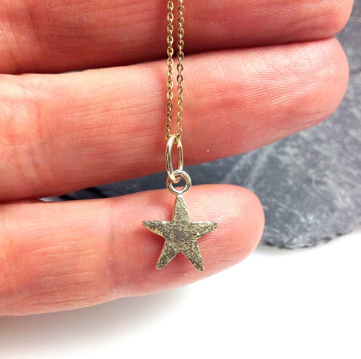 gold star pendant and chain 9ct gold necklace - Folksy