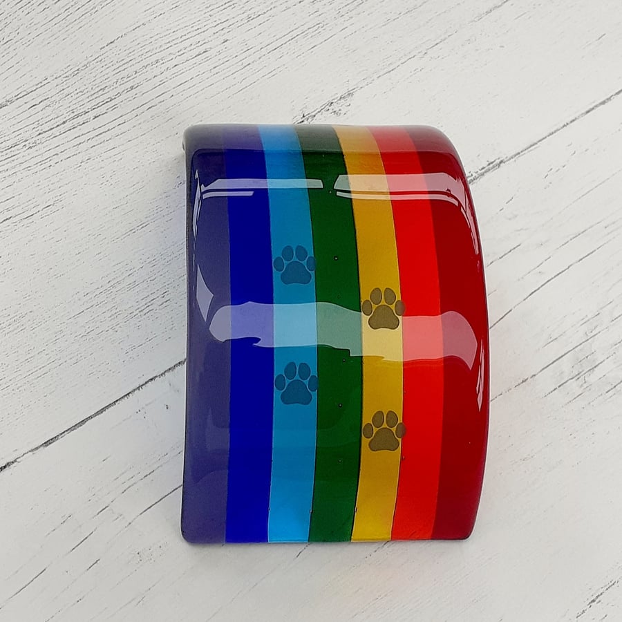 Fused glass rainbow bridge arch curve freestand... - Folksy