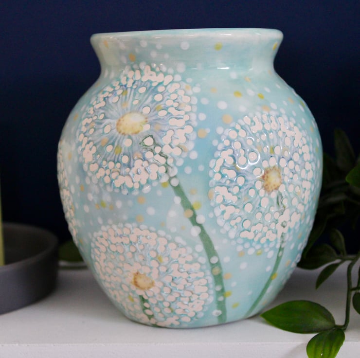 Dandelion ceramic vase - Folksy