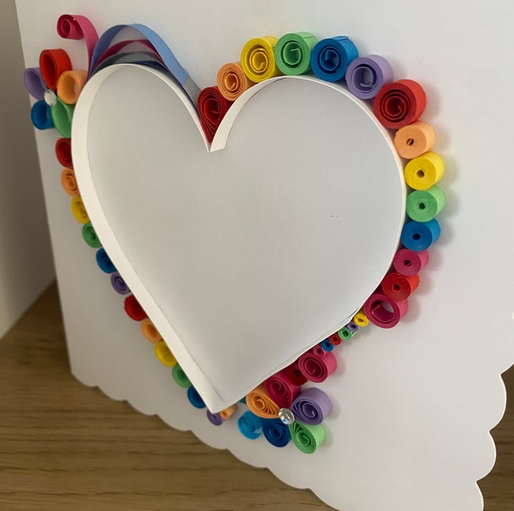 Quilled Rainbow Love heart Keepsake Card - Folksy