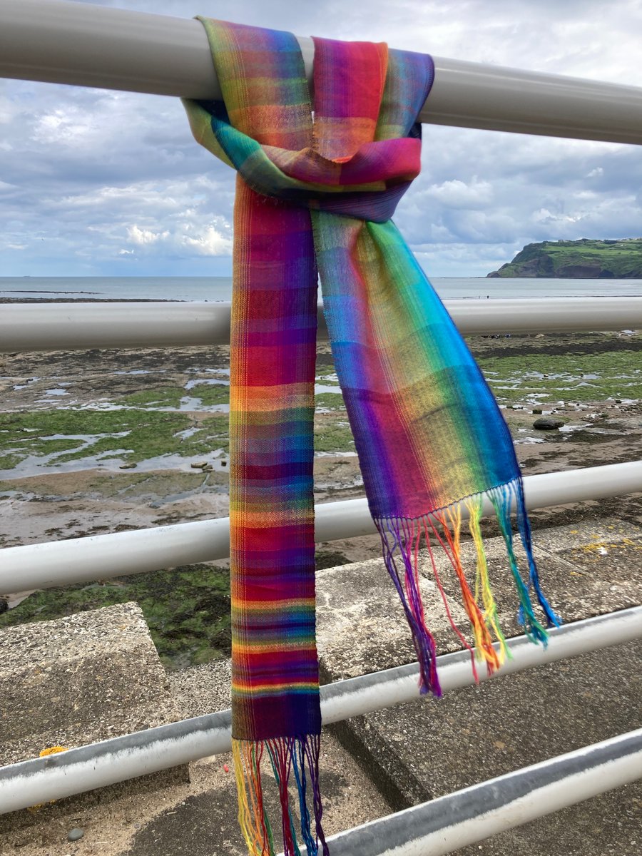 Spectrum Hand Woven Iridescent Silk Scarf - Folksy