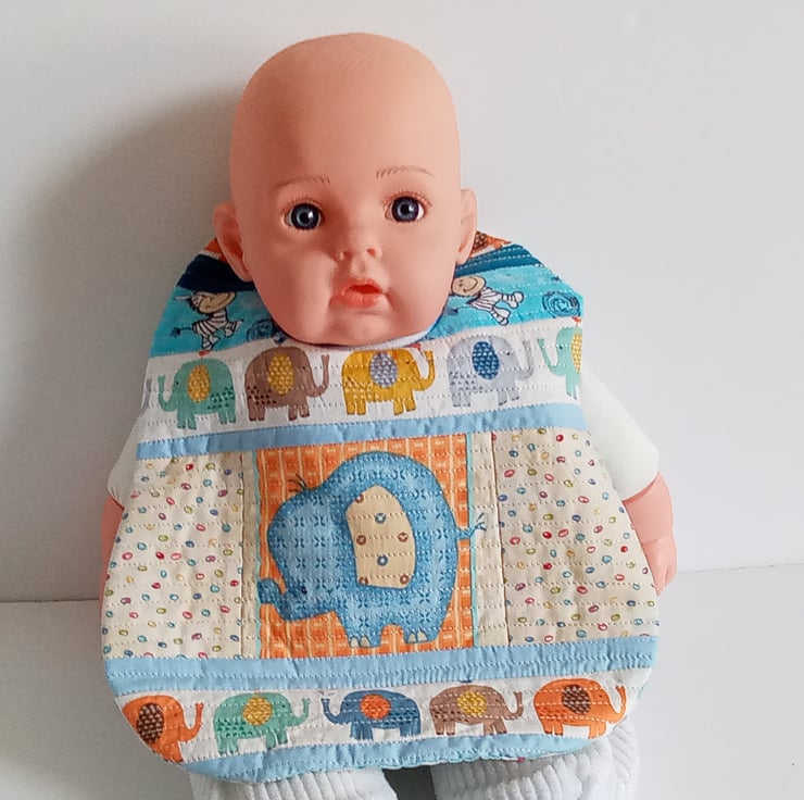 Bib, Patchwork bib, quilted, Reversible bib, OO... - Folksy