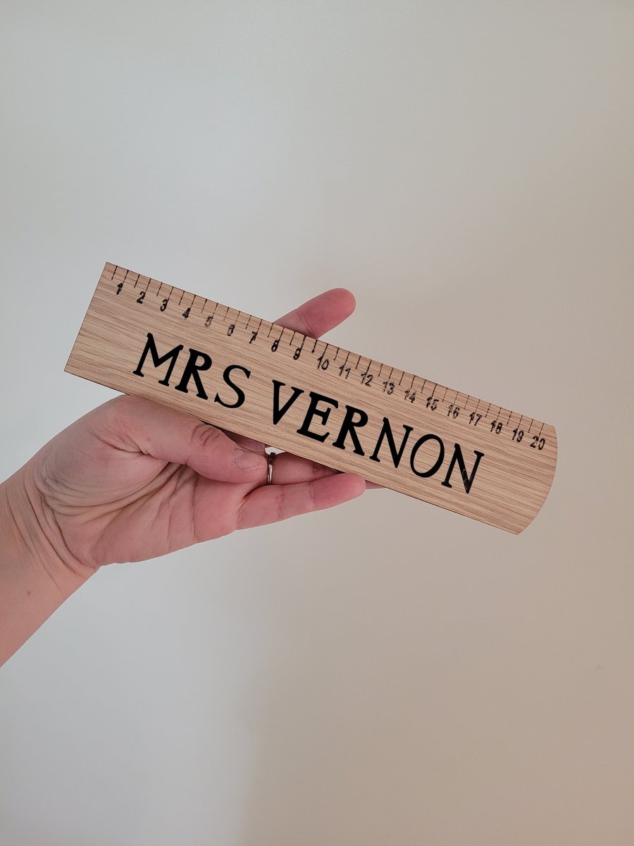 Personalised Oak Veneer 20cm Ruler, End of Term... - Folksy