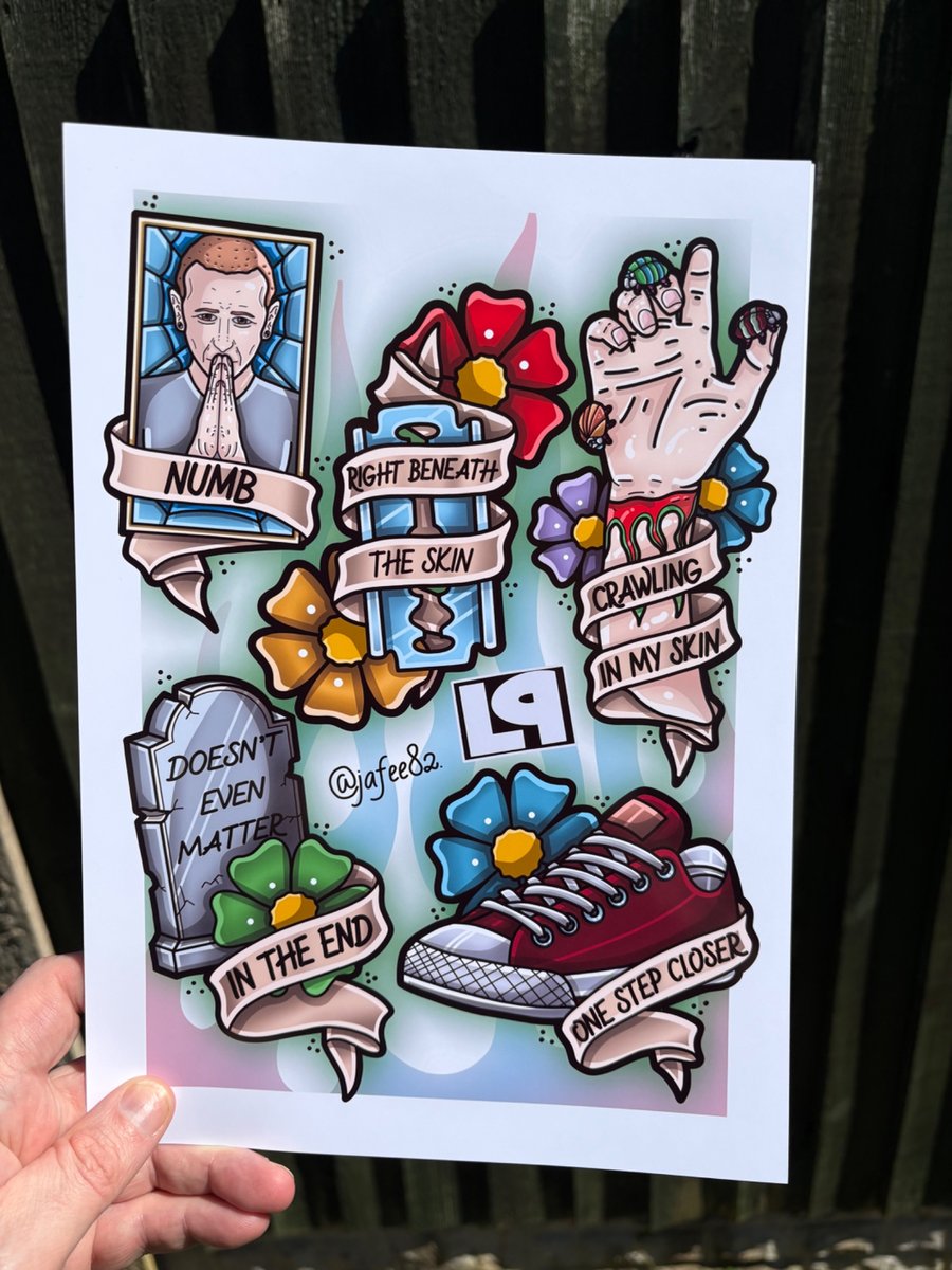 Linkin Park Full Colour New School Tattoo Flash... - Folksy