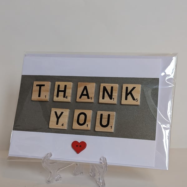 Thank you scrabble handmade greetings card - Folksy