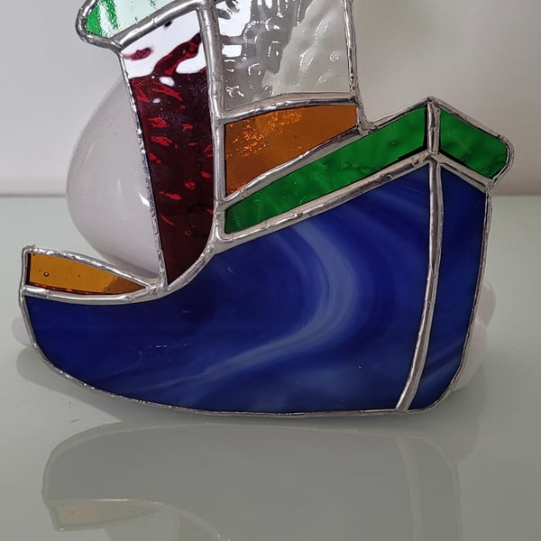 Stained glass boat - Folksy