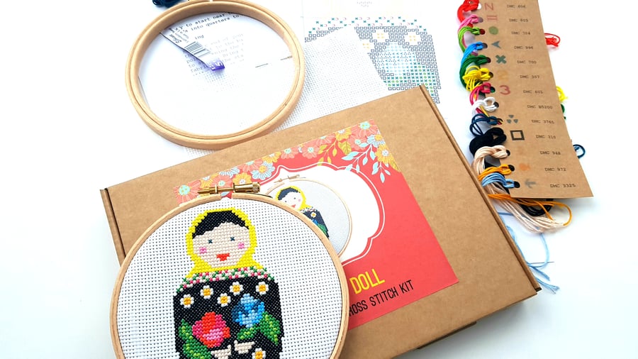 Russian Doll Cross Stitch Kit - Folksy