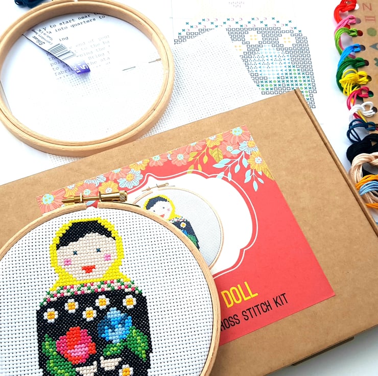 Russian Doll Cross Stitch Kit - Folksy