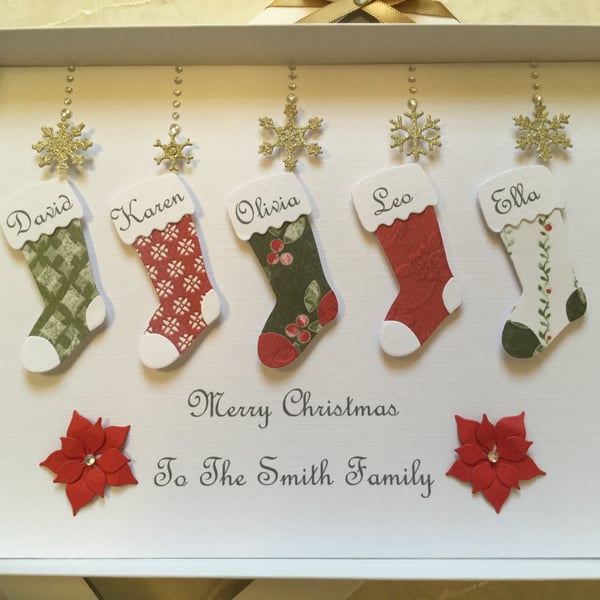 Personalised Family Christmas Stocking Card Any... - Folksy
