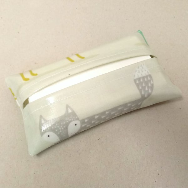 Tissue holder in beige with fox pattern, tissue... - Folksy