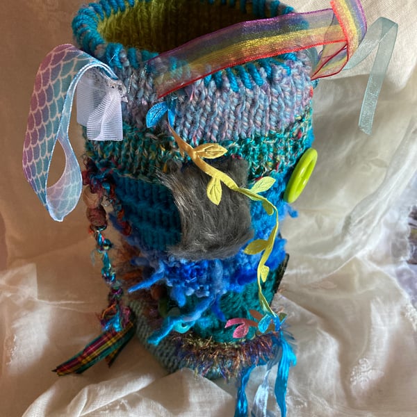 Hand knitted sensory twiddle mitt - Folksy