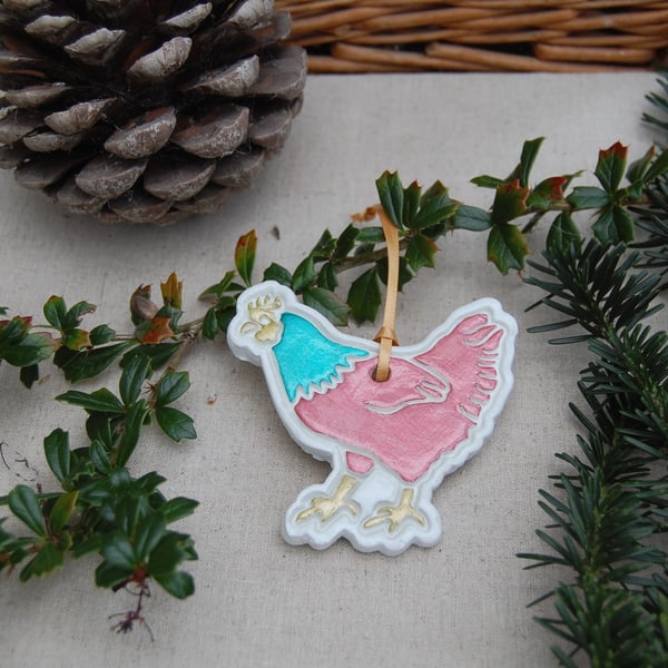 Christmas Hen Hanging Christmas Tree Ornament -... - Folksy