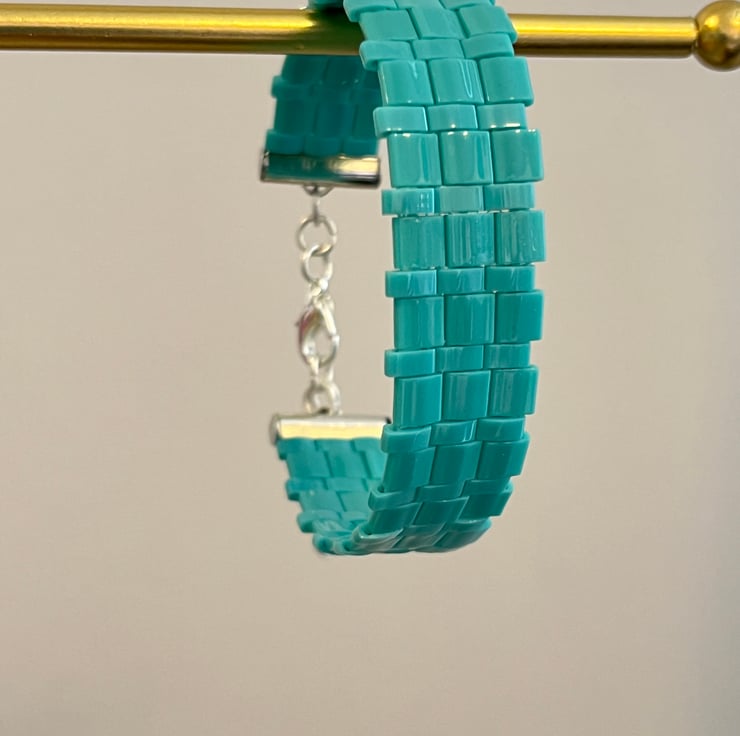 Colourful bright turquoise blue beaded cuff bra... - Folksy