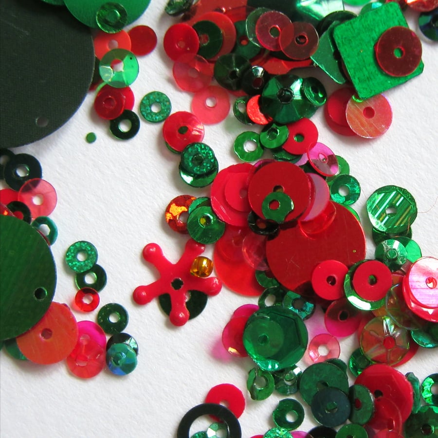 Mixed Red & Green Sequins - Folksy