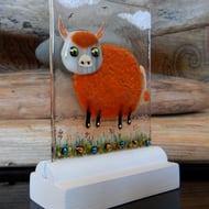 UNIQUE: Handmade Fused Glass 'Highland Cow' Pic... - Folksy