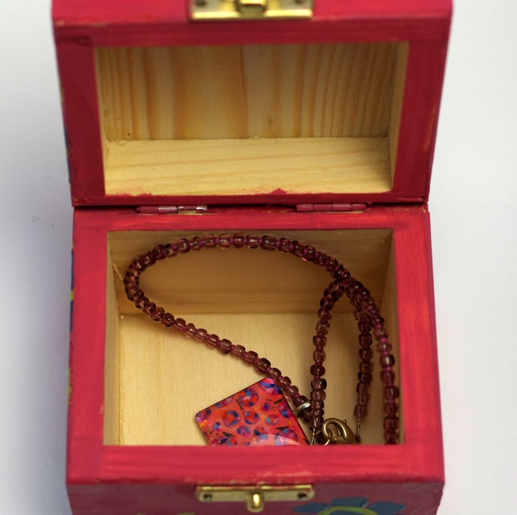 Hand-painted Pink Trinket Box, Pink Storage Box... - Folksy