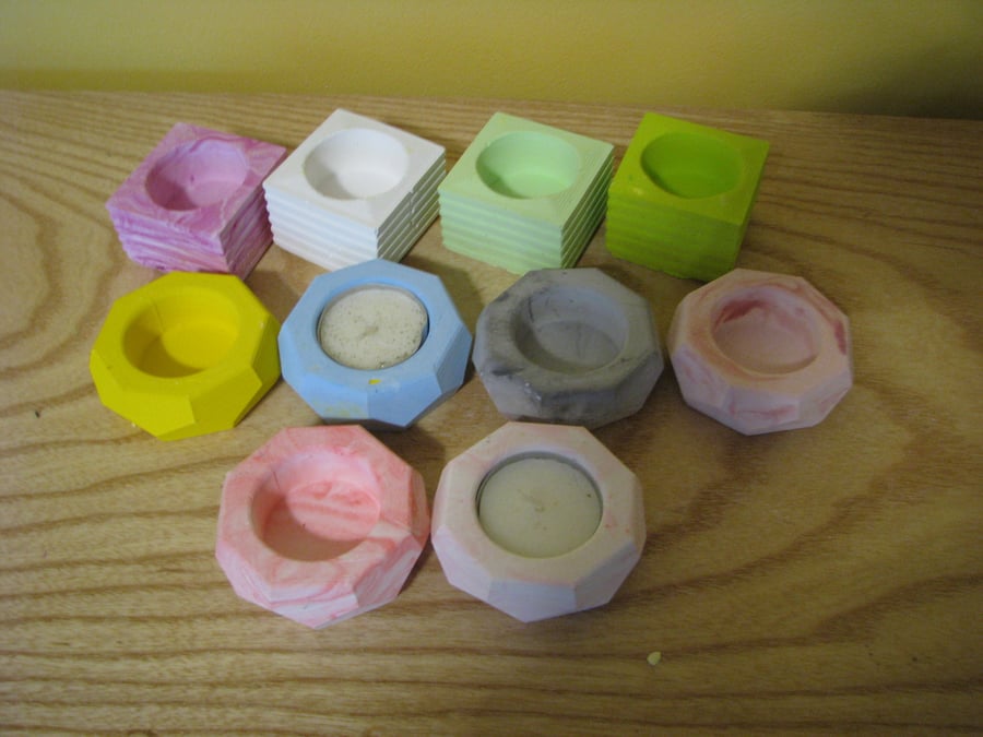 all ten jesmonite aquacast tea light holders ra... - Folksy