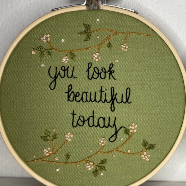 Embroidered gift “You look beautiful today” - Folksy
